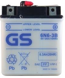 GS MP-akku 6N6-3B 6v 6Ah 99x57x111 - +* - Suomenakut.fi verkkokauppa