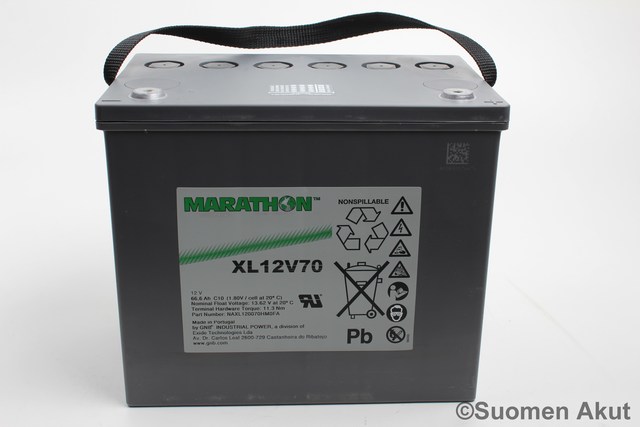 Marathon Agm Akku XL12V70 12V 66.6Ah/10 262x172x239 - + Kierre akussa ...