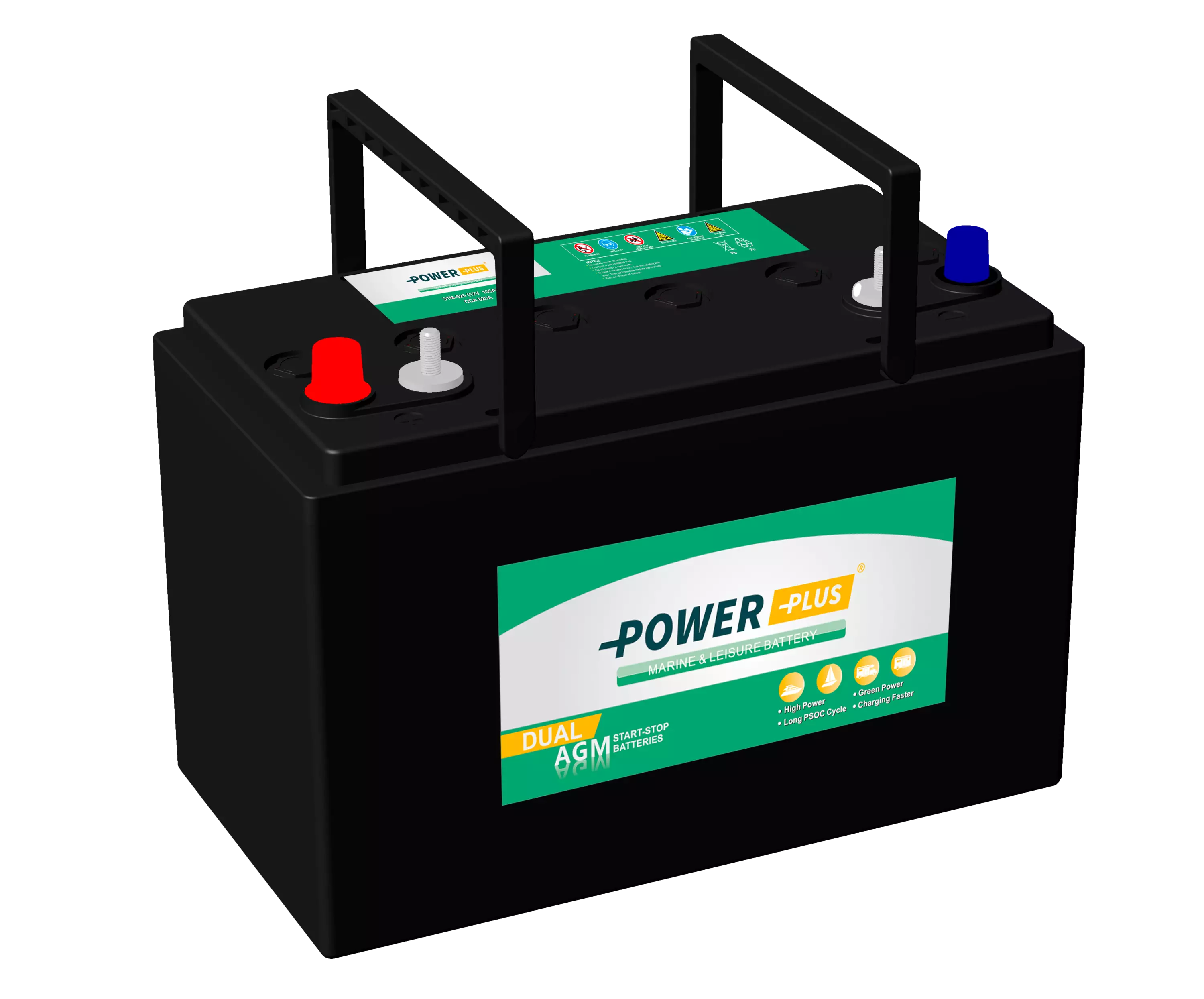 Power Plus Dual AGM 31M-825 12V 105Ah 330x173x212/235 + - 825A CCA ...