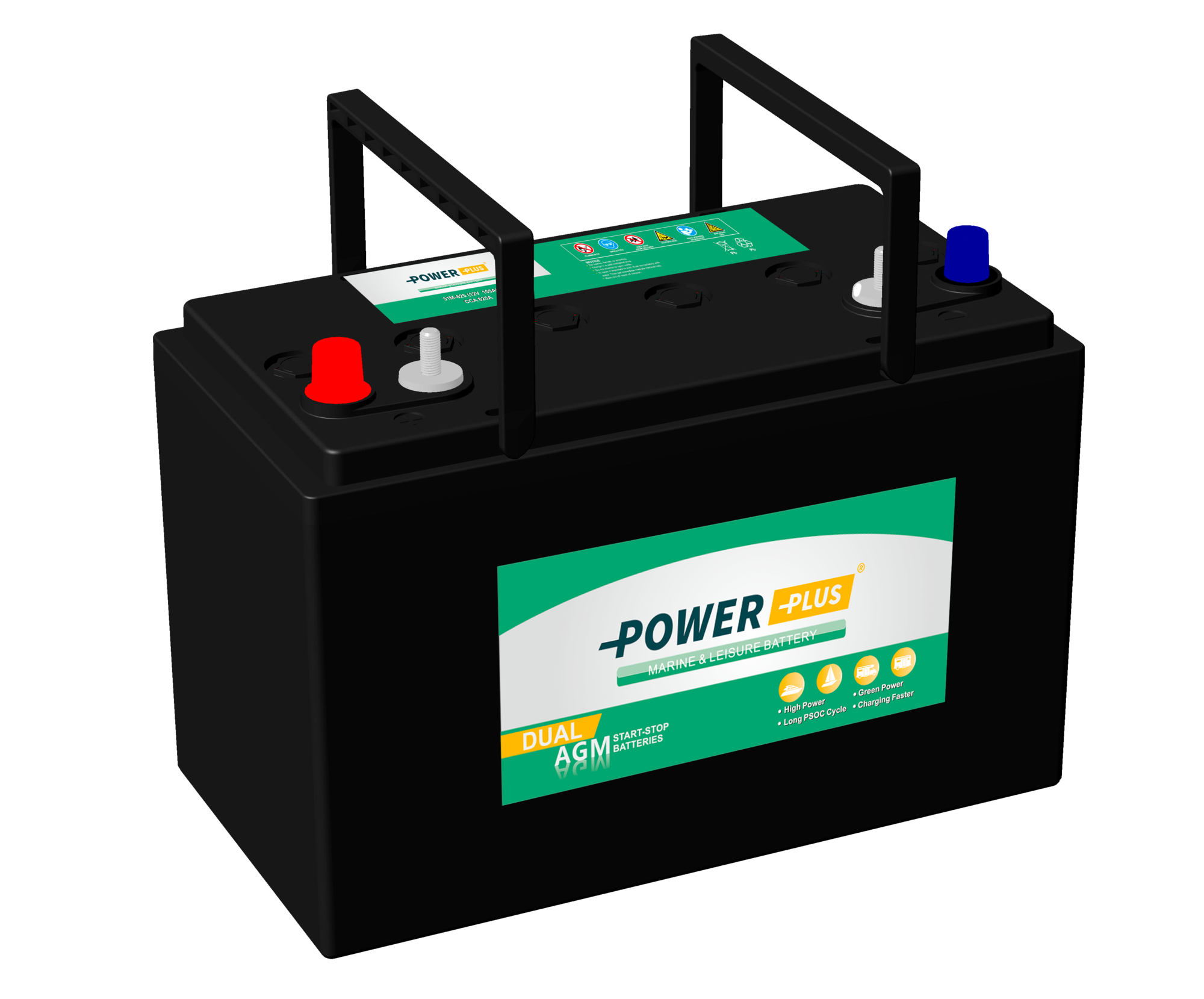 Power Plus Dual AGM 31M-825 12V 105Ah 330x173x212/235 + - 825A CCA ...