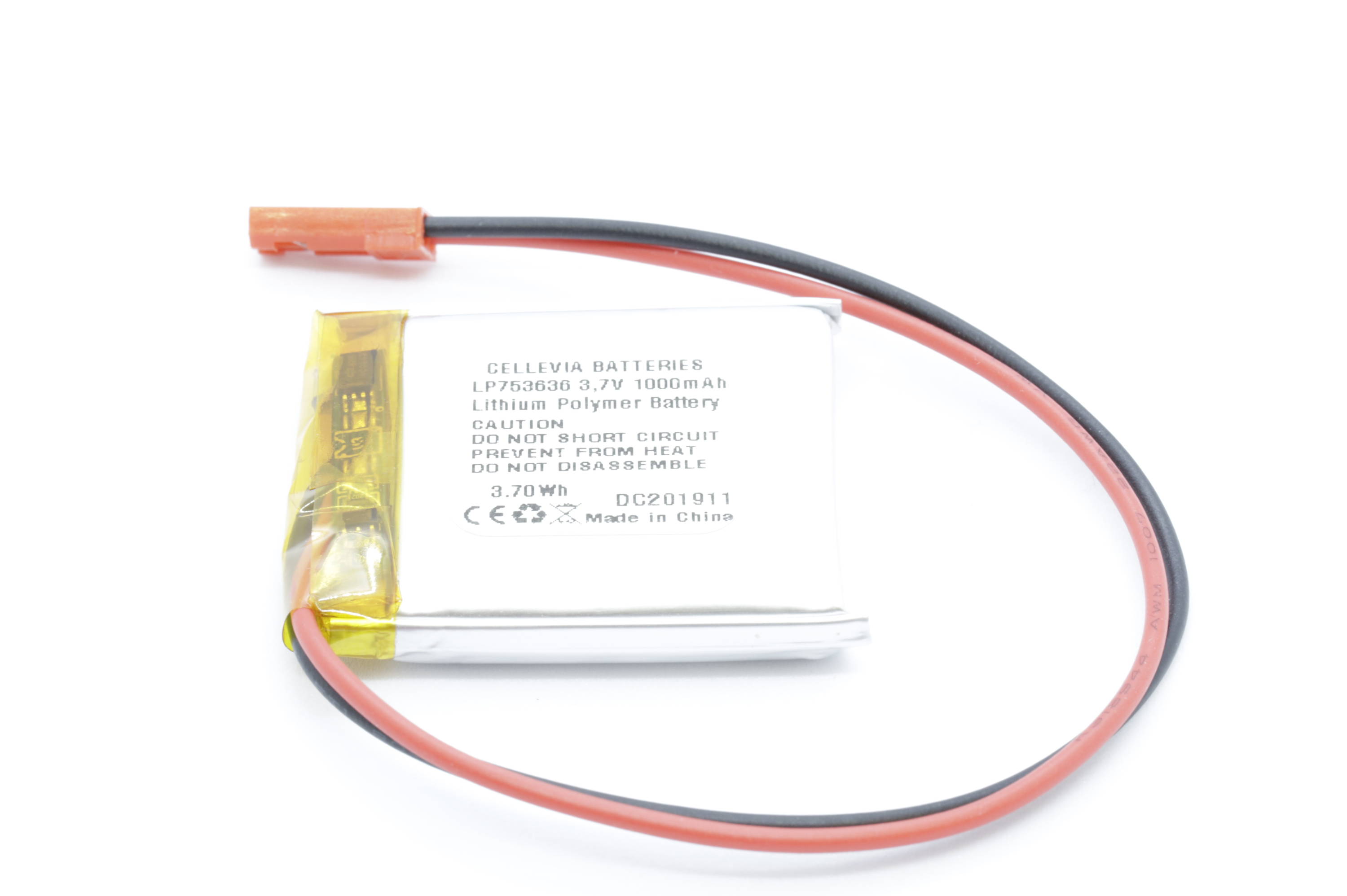 Li-polymer Akku 3.7v 1000mah 753636P Mitat:36mm x 36mm x 7,5mm ...
