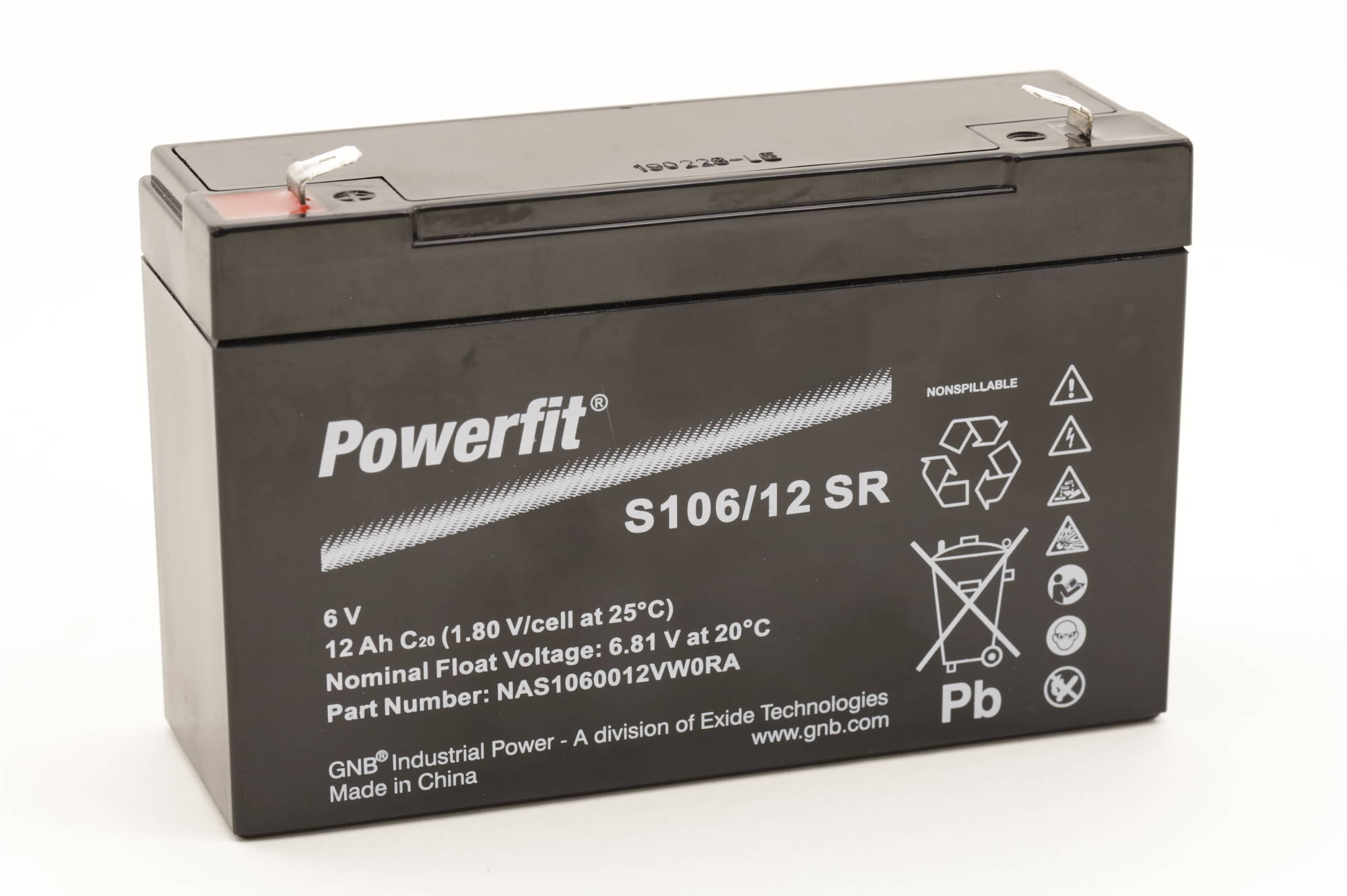 Powerfit Agm-akku 6v 12Ah S106/12 SR 151*51*94*100 Terminal:F2 6.3mm ...