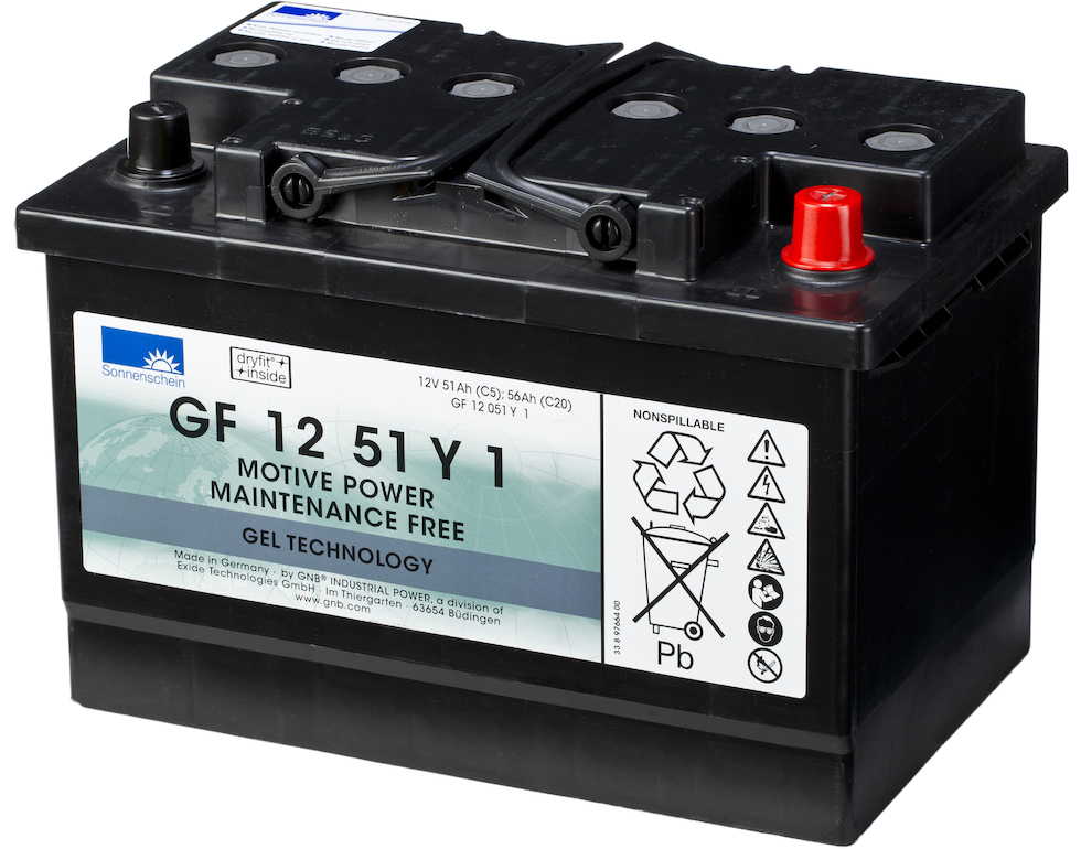 Sonnenschein geeliakku GF12/51Y1 12v51Ah 278x175x190 - + Dryfit ...