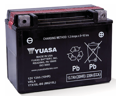 Yuasa Mp-Akku YTX15L-BS 12V 13Ah/10h 175x87x130 - + CCA 230A ...