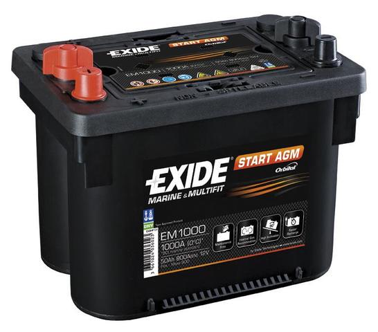 Exide Marine&Multifit EM1000 12V 50Ah 260x168x210 + - (Maxima ...