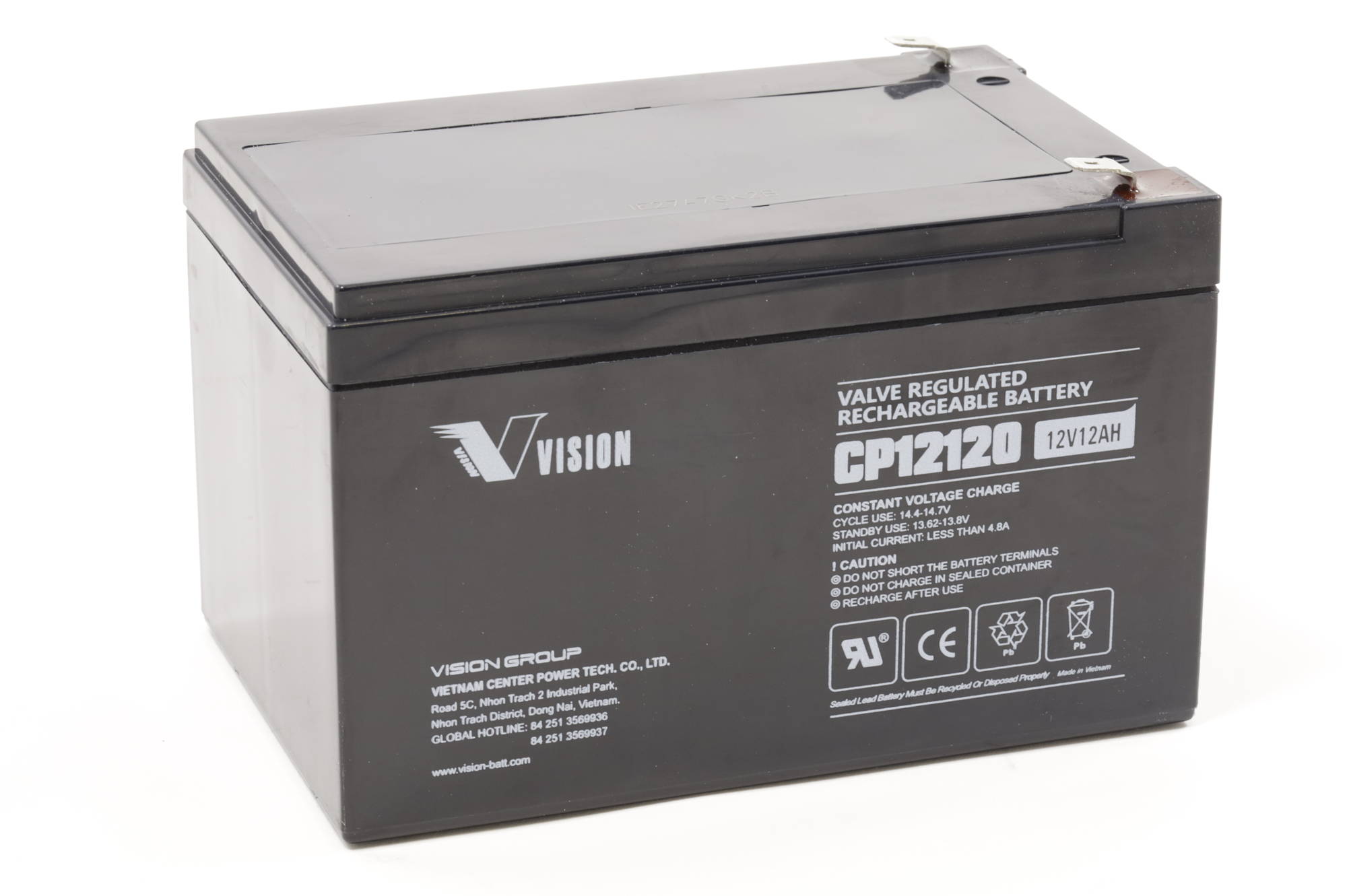 Vision CP12120 Agm-akku 12v 12Ah 151*98*95*101 Terminal:F2 6.35mm ...