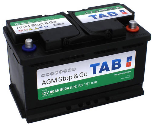 TAB käynnistysakku EcoDry AGM AG80 12V 80Ah 800A(EN 315x175x190 ...