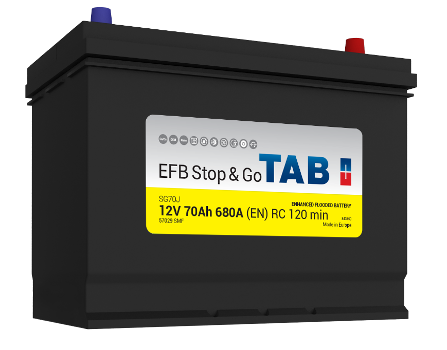 TAB EFB SG70J STOP&GO 12V 70Ah 680A(EN 259x175x221 - + (1000794 ...
