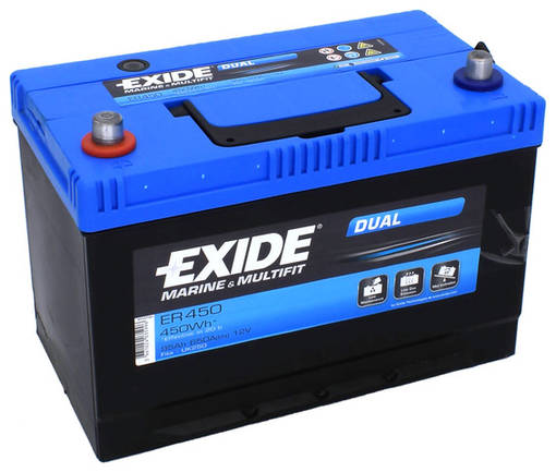 Exide Dual Marine ER450 12V 95Ah/450Wh 310x175x225 + - - Suomenakut.fi ...